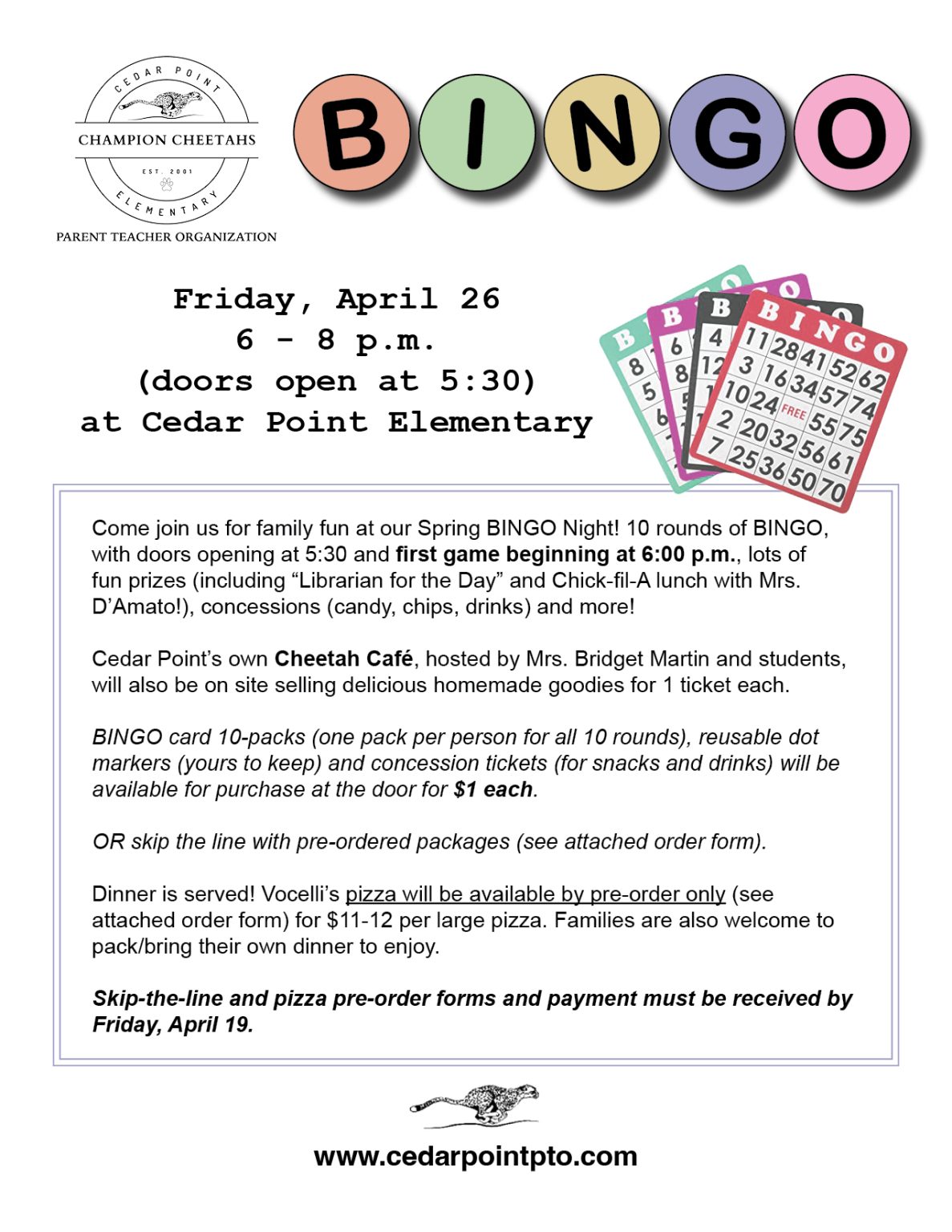 Spring Bingo Night – Cedar Point PTO